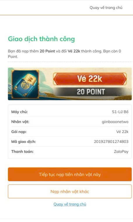 Hướng dẫn nạp game VNG